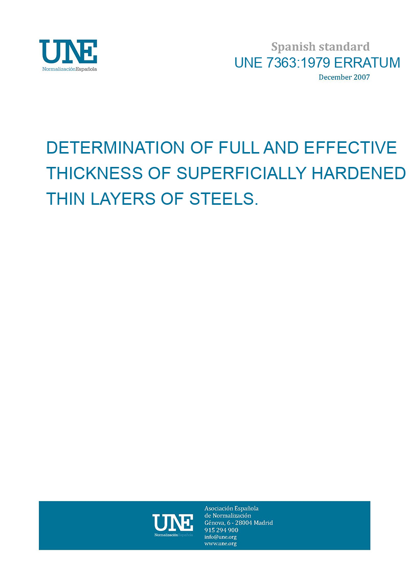 UNE 7363:1979 ERRATUM DETERMINATION OF FULL AND EFFECTIVE THICKNESS OF ...