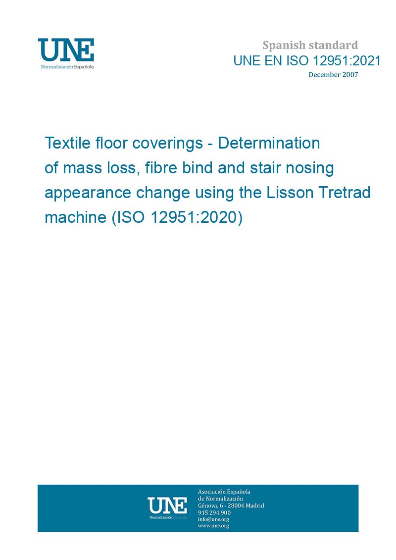 UNE EN ISO 12951:2021 Textile floor coverings - Determination of mass ...