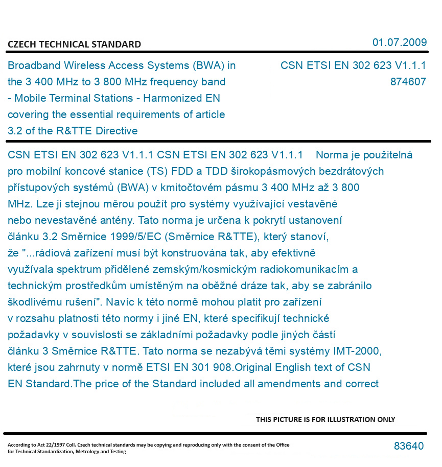 CSN ETSI EN 302 623 V1.1.1 - Broadband Wireless Access Systems (BWA) in ...