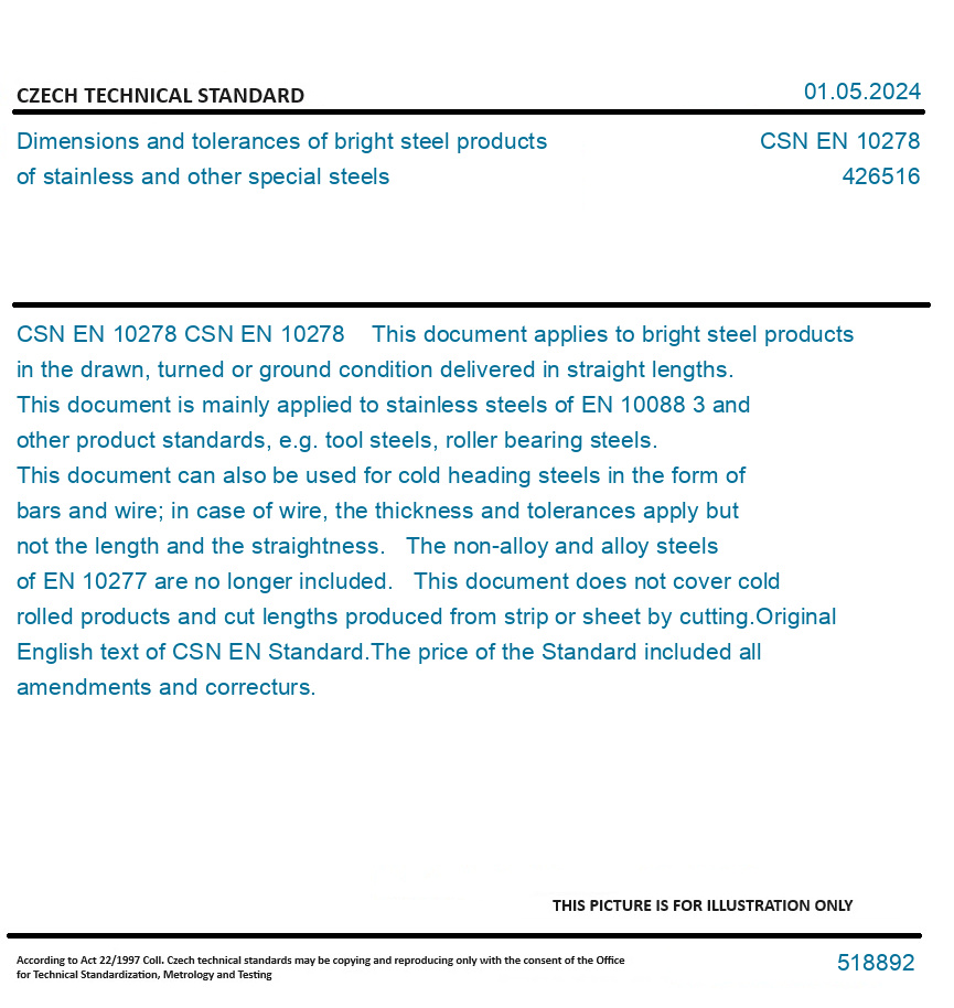 CSN EN 10278 - Dimensions and tolerances of bright steel products of ...