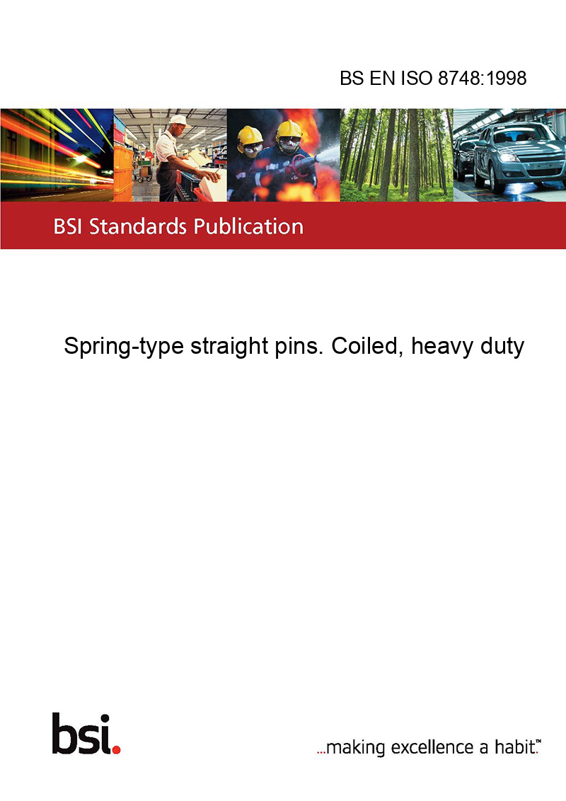 BS EN ISO 8748:1998 Spring-type straight pins. Coiled, heavy duty