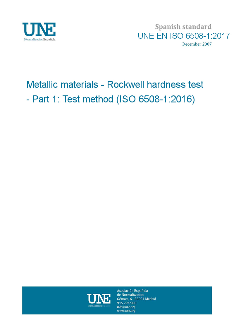 UNE EN ISO 6508-1:2017 Metallic materials - Rockwell hardness test ...