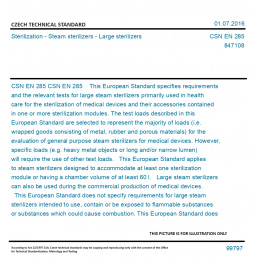 CSN EN 285 - Sterilization - Steam sterilizers - Large sterilizers