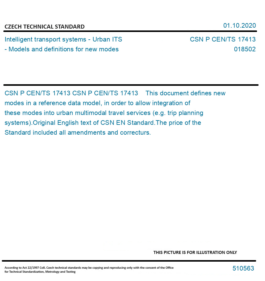 CSN P CEN/TS 17413 - Intelligent transport systems - Urban ITS - Models ...