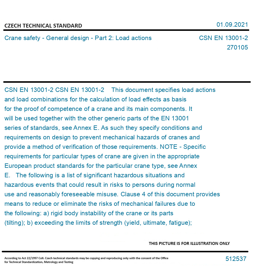 CSN EN 13001-2 - Crane safety - General design - Part 2: Load actions
