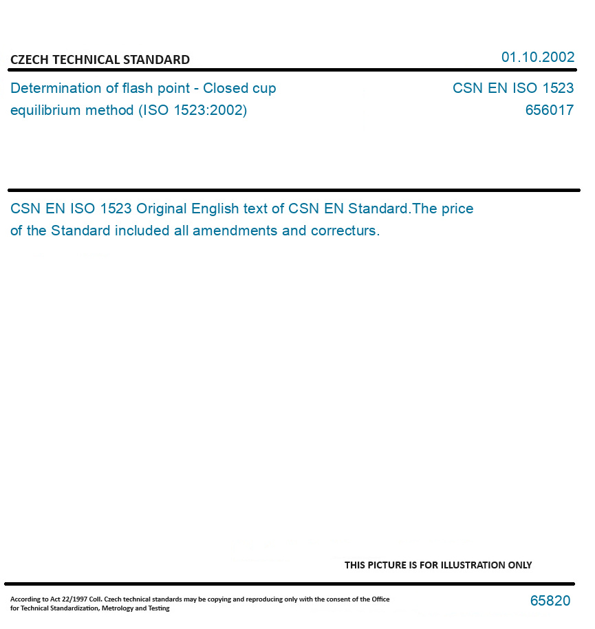 CSN EN ISO 1523 - Determination of flash point - Closed cup equilibrium ...