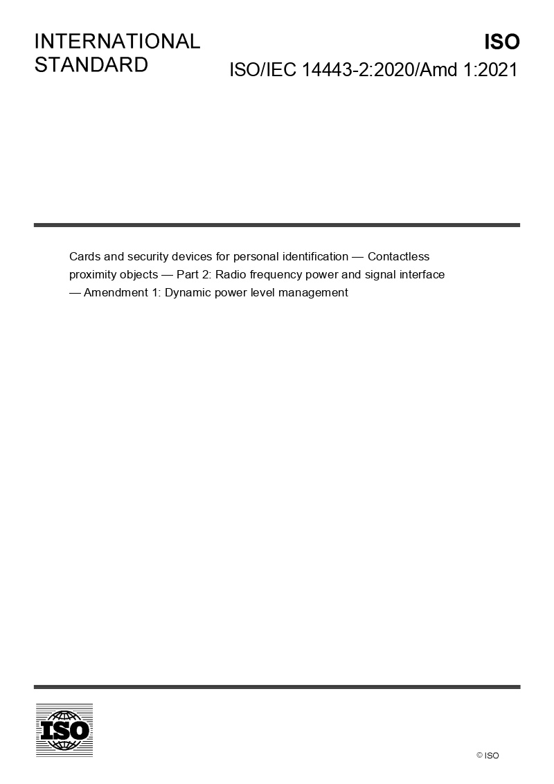 ISO/IEC 14443-2:2020/Amd 1:2021