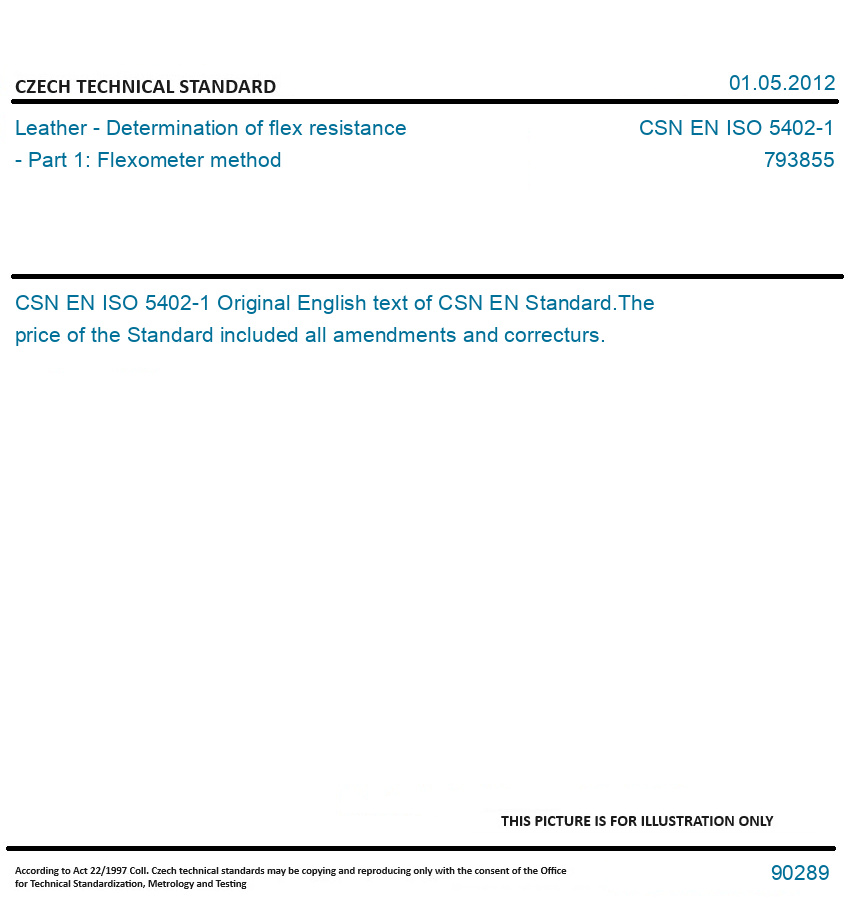 CSN EN ISO 5402-1 - Leather - Determination of flex resistance - Part 1 ...