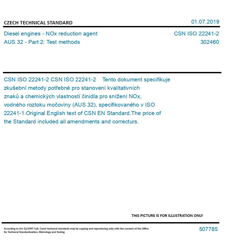 CSN ISO 22241-2 - Diesel engines - NOx reduction agent AUS 32 - Part 2 ...