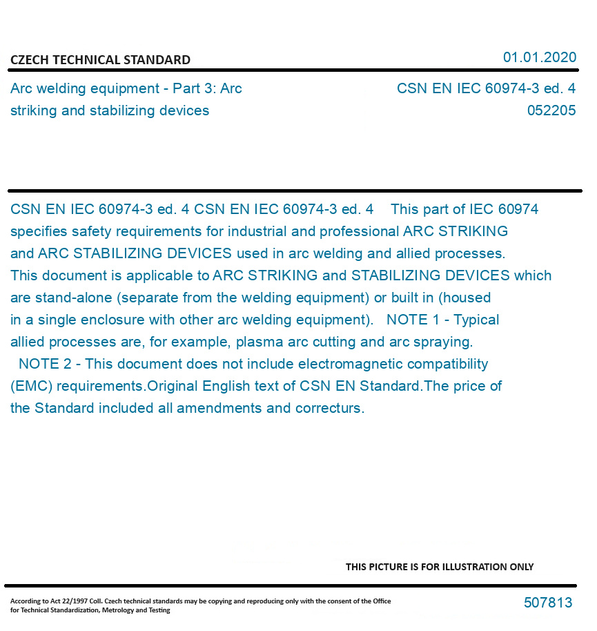 CSN EN IEC 60974-3 ed. 4 - Arc welding equipment - Part 3: Arc striking ...