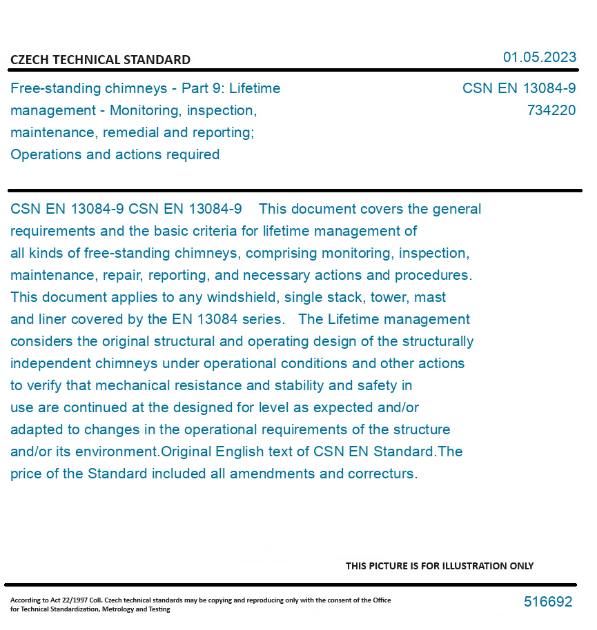 CSN EN 13084-9 - Free-standing chimneys - Part 9: Lifetime management ...