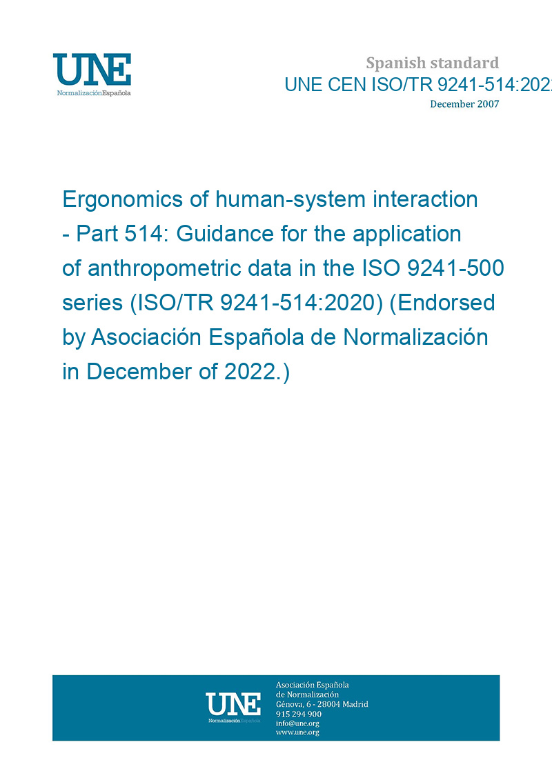 UNE CEN ISO/TR 9241-514:2022 Ergonomics of human-system interaction ...