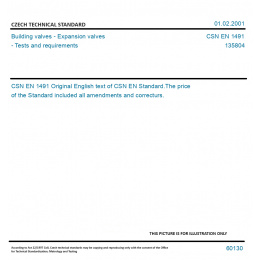 CSN EN 1491 - Building valves - Expansion valves - Tests and requirements