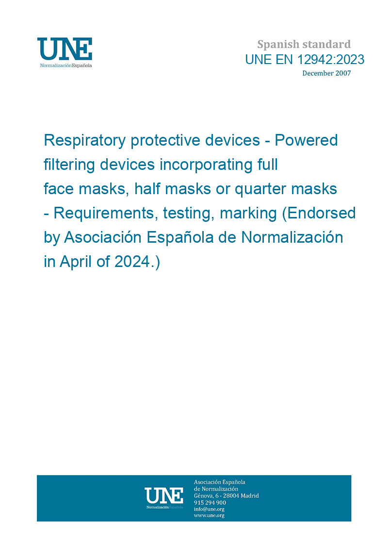 UNE EN 12942:2023 Respiratory protective devices - Powered filtering ...