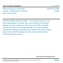 CSN EN ISO 8560 - Technical drawings - Construction drawings - Representation of modular sizes ...