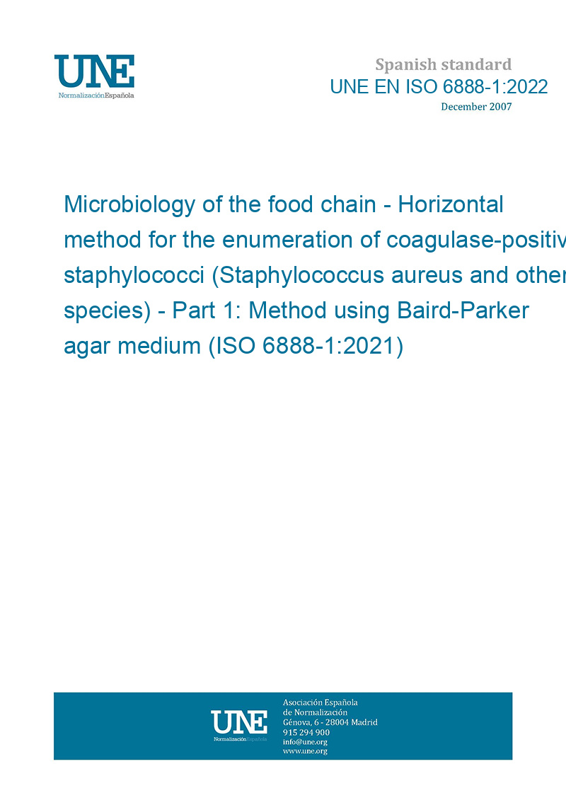 UNE EN ISO 6888-1:2022 Microbiology of the food chain - Horizontal ...