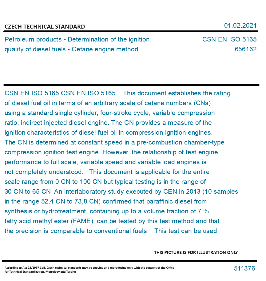 CSN EN ISO 5165 - Petroleum products - Determination of the ignition ...