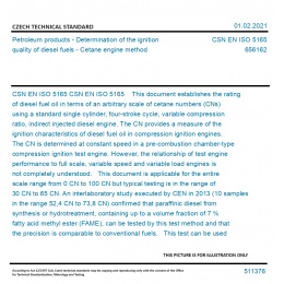 CSN EN ISO 5165 - Petroleum products - Determination of the ignition quality of diesel fuels ...