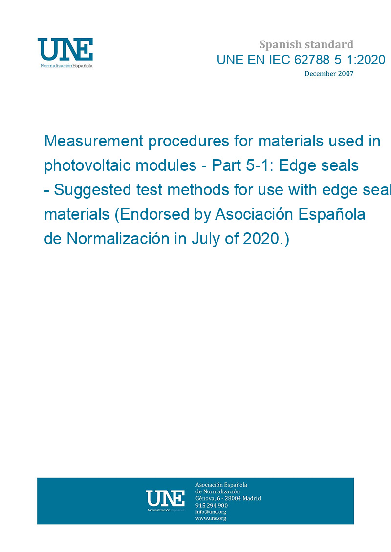 UNE EN IEC 62788-5-1:2020 Measurement procedures for materials used in ...