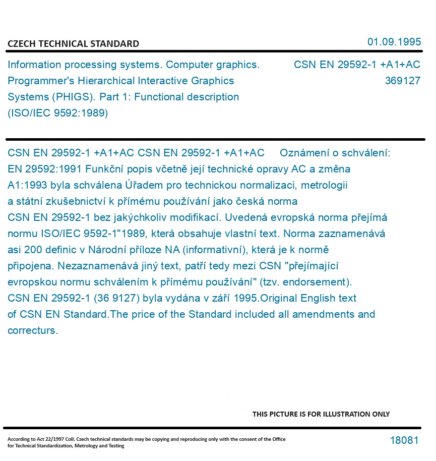 CSN EN 29592-1 +A1+AC - Information processing systems. Computer graphics. Programmer's ...