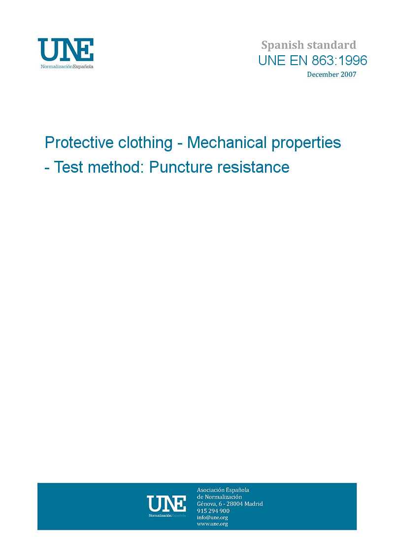 UNE EN 863:1996 Protective clothing - Mechanical properties - Test ...
