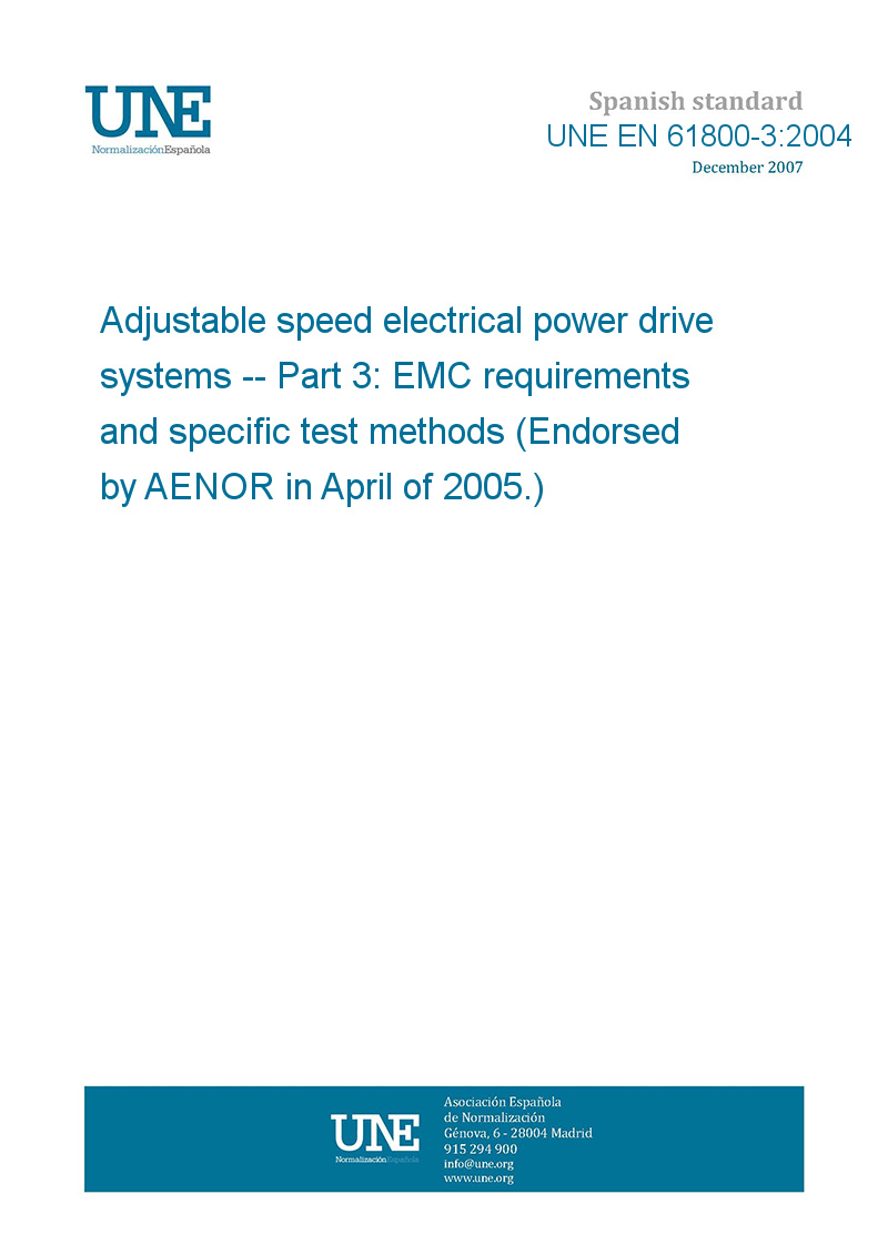 UNE EN 61800-3:2004 Adjustable speed electrical power drive systems ...