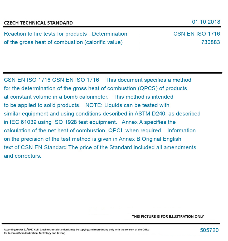 CSN EN ISO 1716 - Reaction to fire tests for products - Determination ...