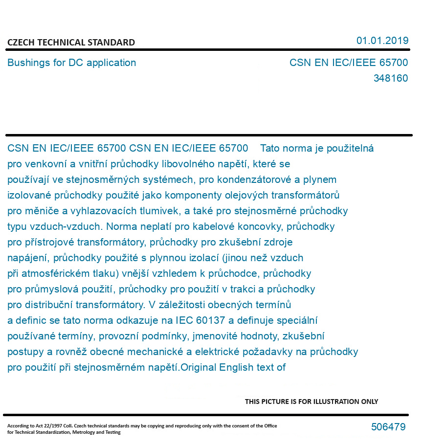 CSN EN IEC/IEEE 65700 - Bushings for DC application