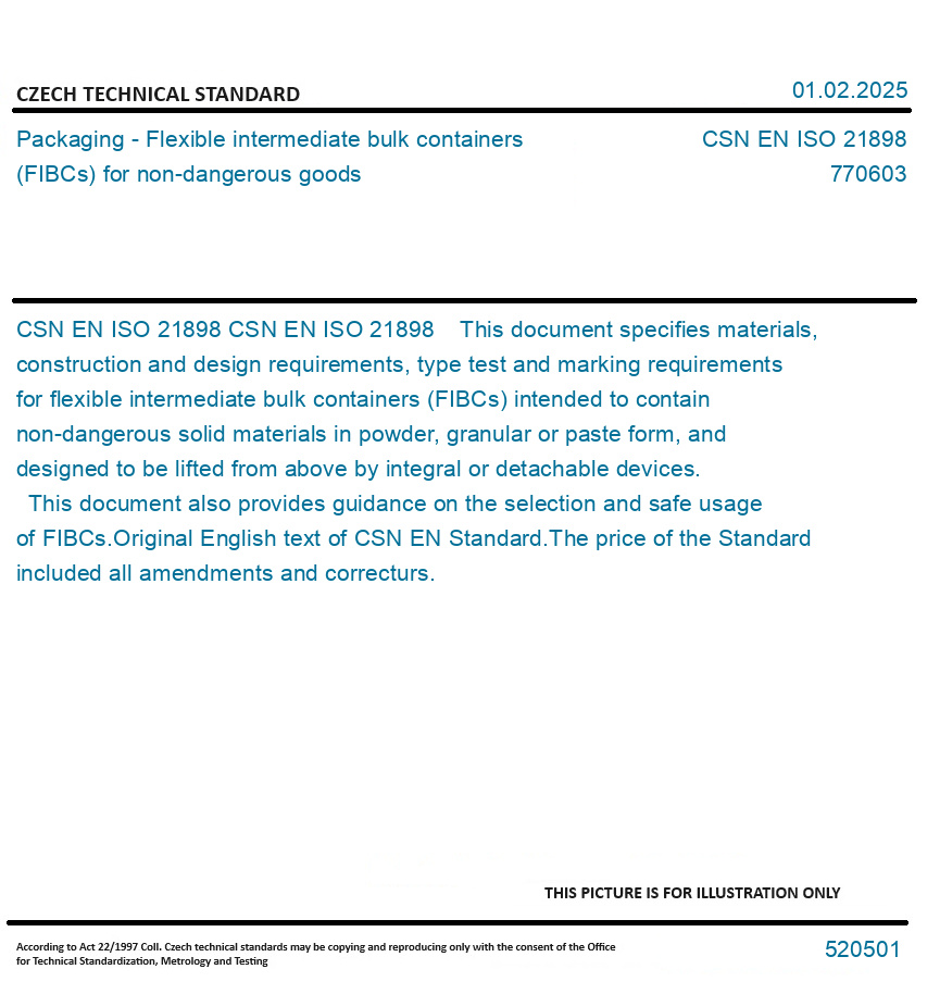 CSN EN ISO 21898 - Packaging - Flexible intermediate bulk containers ...