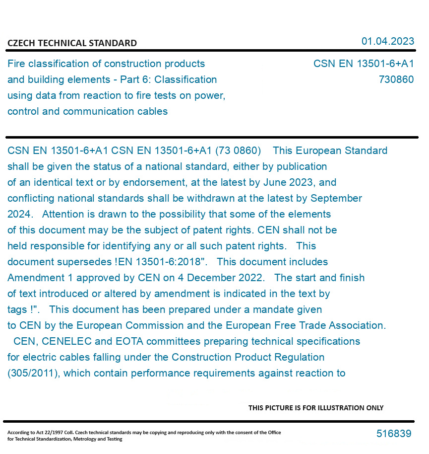 CSN EN 13501-6+A1 - Fire classification of construction products and ...