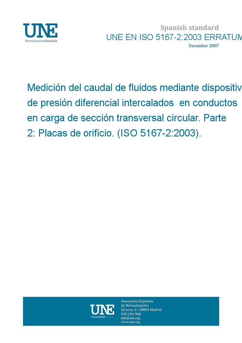 UNE EN ISO 5167-2:2003 ERRATUM:2007 Measurement of fluid flow by means ...