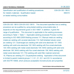 CSN EN ISO 15610 - Specification and qualification of welding procedures for metallic materials ...