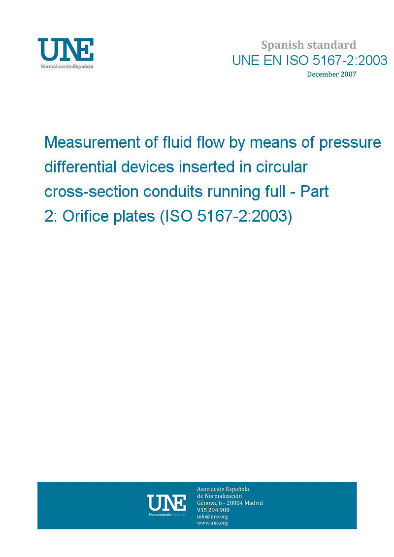 UNE EN ISO 5167-2:2003 Measurement of fluid flow by means of pressure ...