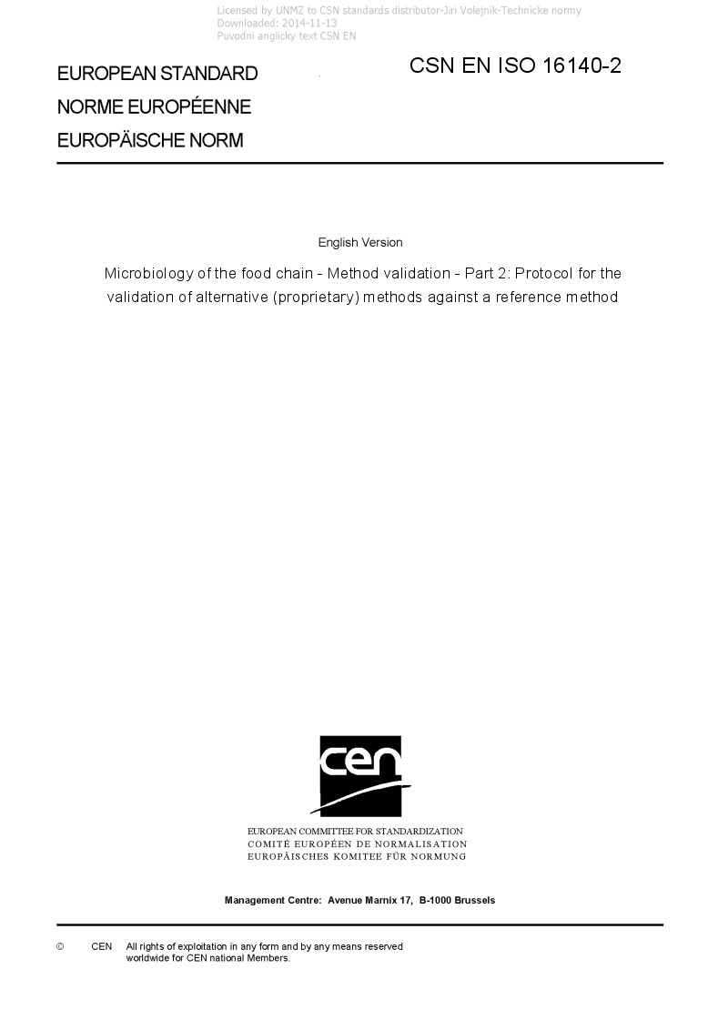 EN ISO 16140-2 - European Standards EN ISO 16140-2 - European Standards