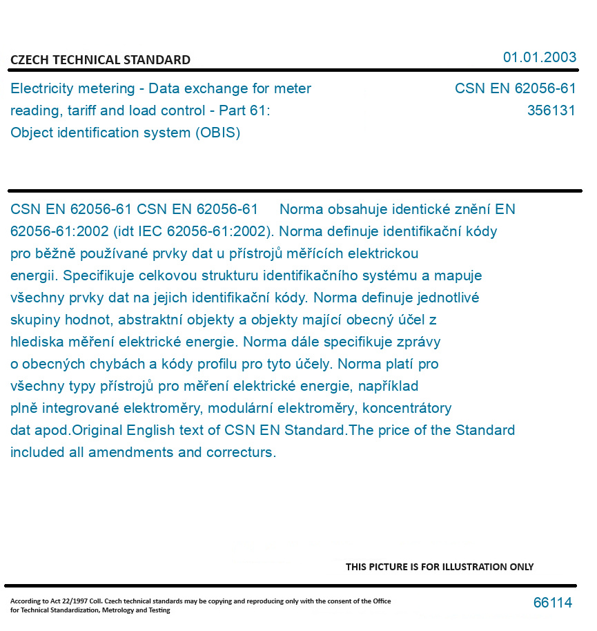CSN EN 62056-61 - Electricity metering - Data exchange for meter ...