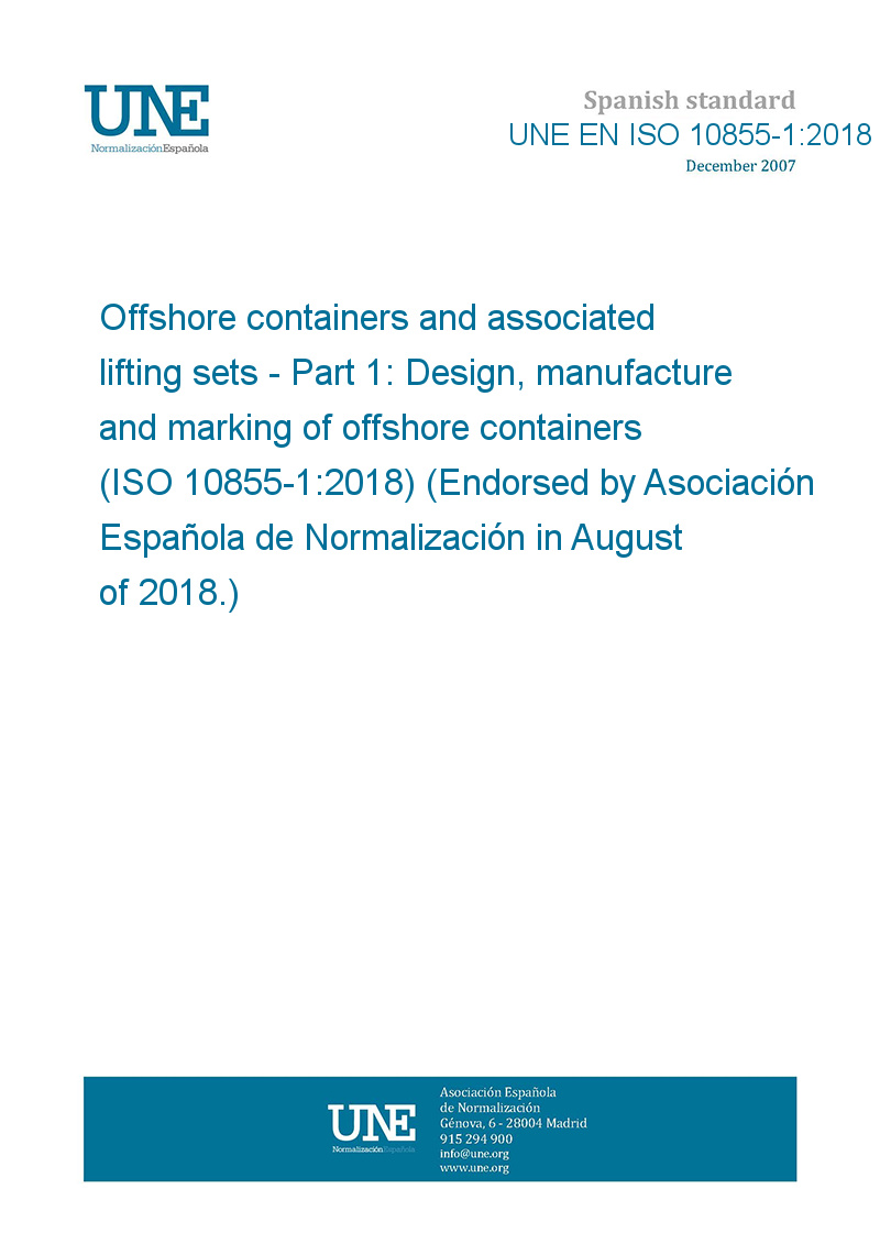 UNE EN ISO 10855-1:2018 Offshore containers and associated lifting sets ...