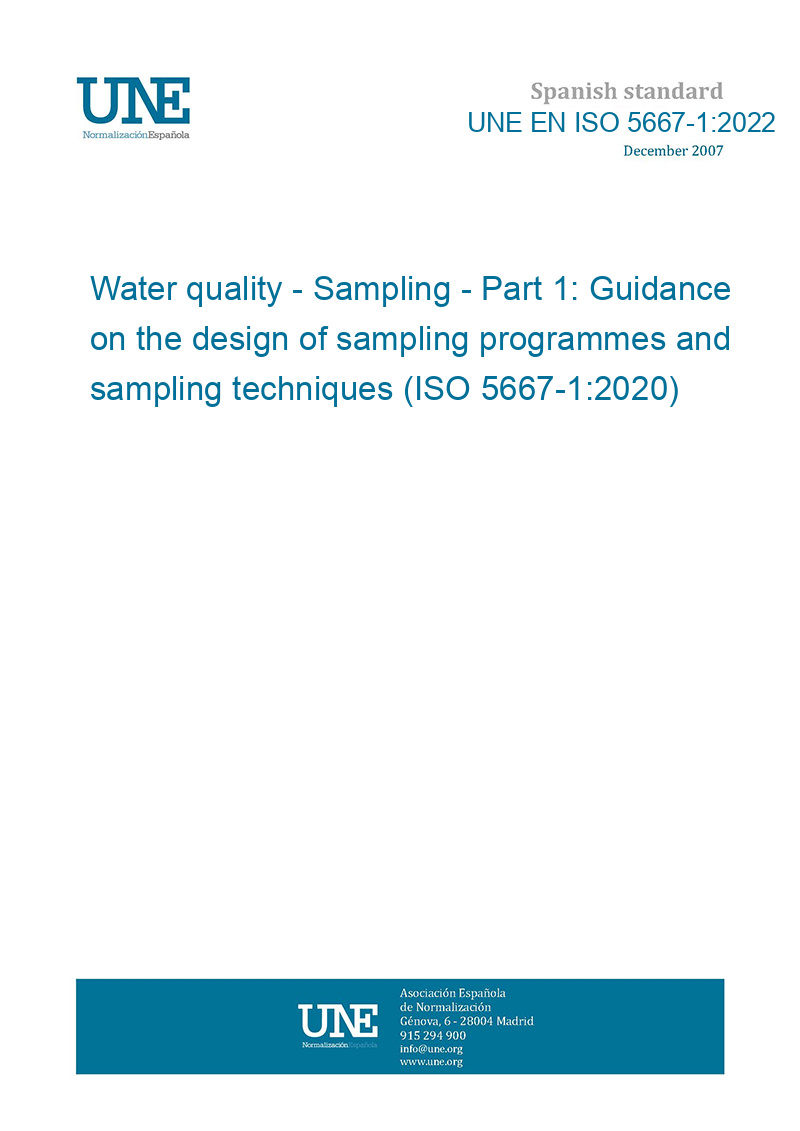 UNE EN ISO 5667-1:2022 Water quality - Sampling - Part 1: Guidance on ...