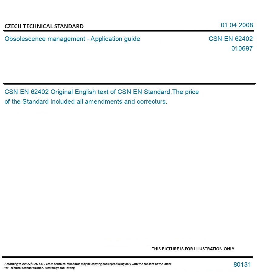 CSN EN 62402 - Obsolescence management - Application guide