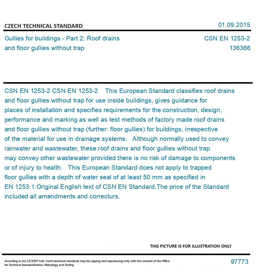 CSN EN 1253-2 - Gullies for buildings - Part 2: Roof drains and floor ...