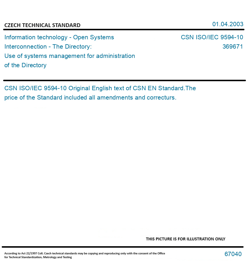 CSN ISO/IEC 9594-10 - Information technology - Open Systems Interconnection - The Directory: Use ...