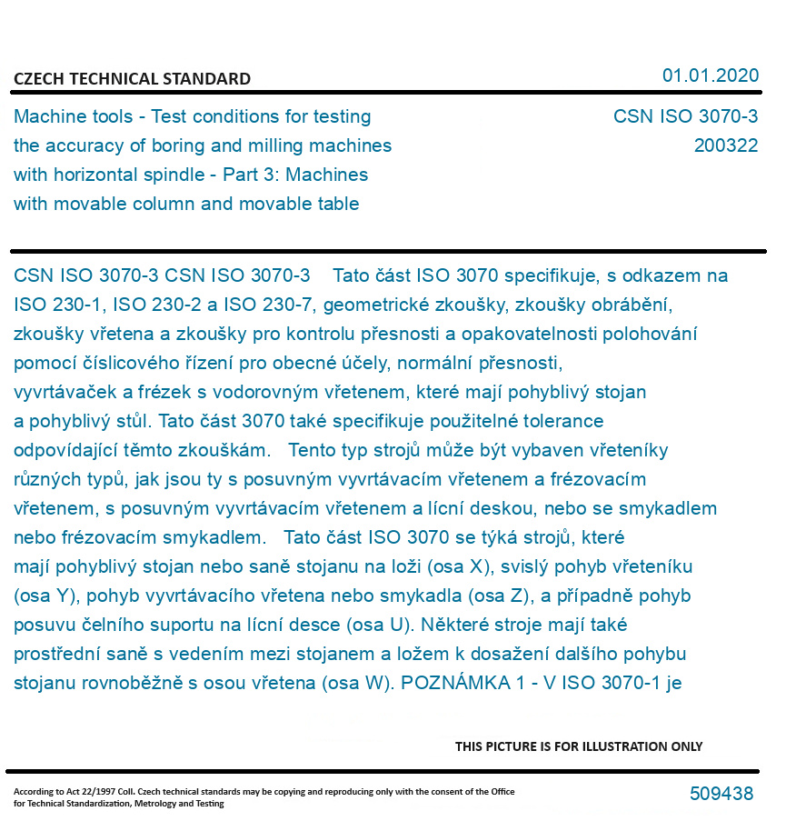 CSN ISO 3070-3 - Machine tools - Test conditions for testing the ...