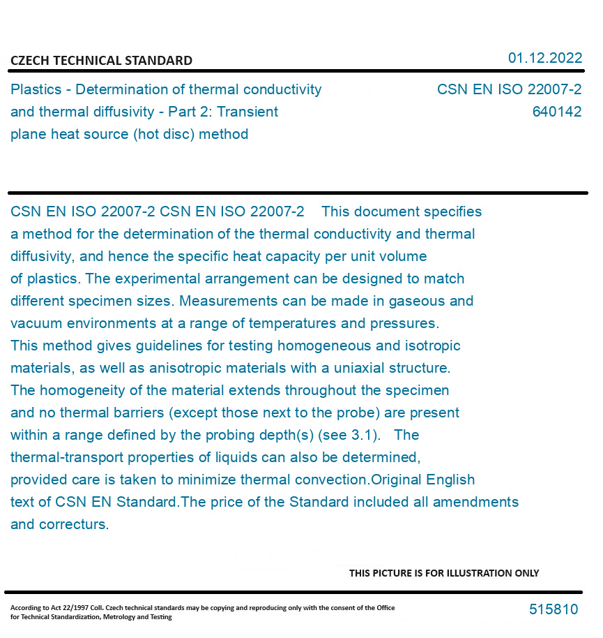 CSN EN ISO 22007-2 - Plastics - Determination of thermal conductivity ...