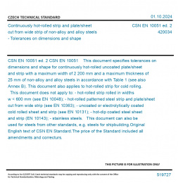 CSN EN 10051 ed. 2 - Continuously hot-rolled strip and plate/sheet cut ...