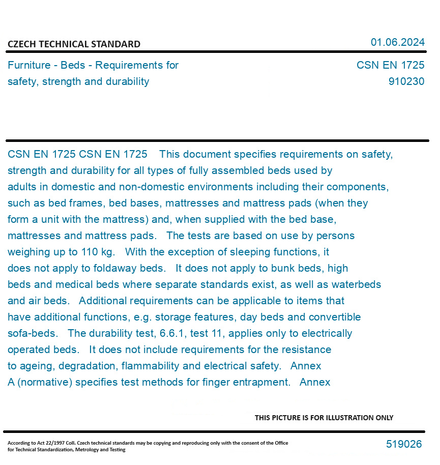 CSN EN 1725 - Furniture - Beds - Requirements for safety, strength and ...