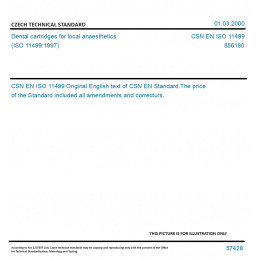 CSN EN ISO 11499 - Dental cartridges for local anaesthetics (ISO 11499: ...