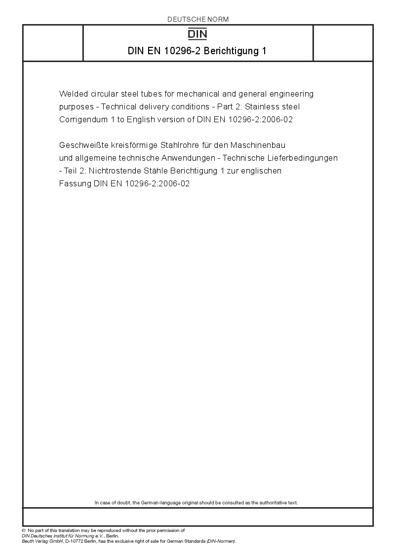 DIN EN 10296-2 Berichtigung 1