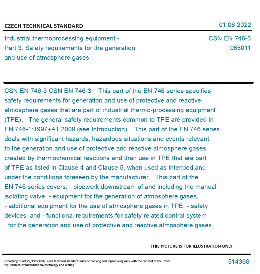 CSN EN 746-3 - Industrial thermoprocessing equipment - Part 3: Safety requirements for the ...