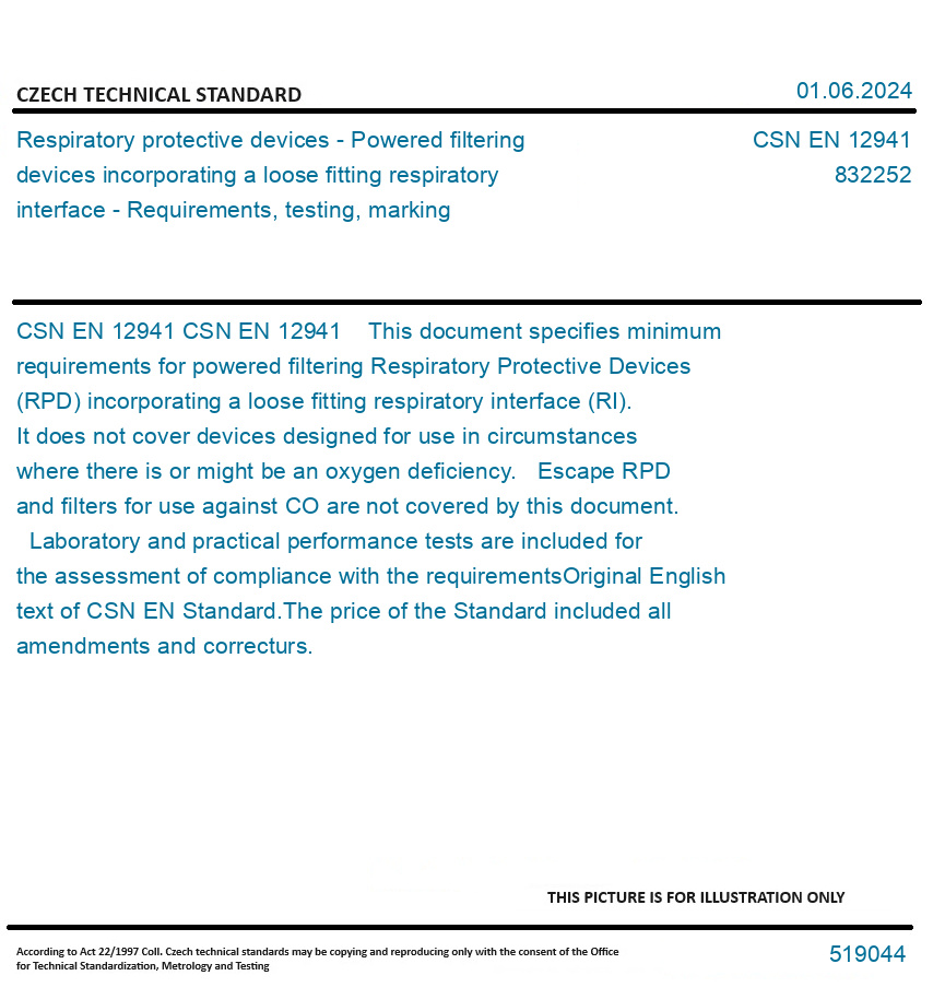 CSN EN 12941 - Respiratory protective devices - Powered filtering ...