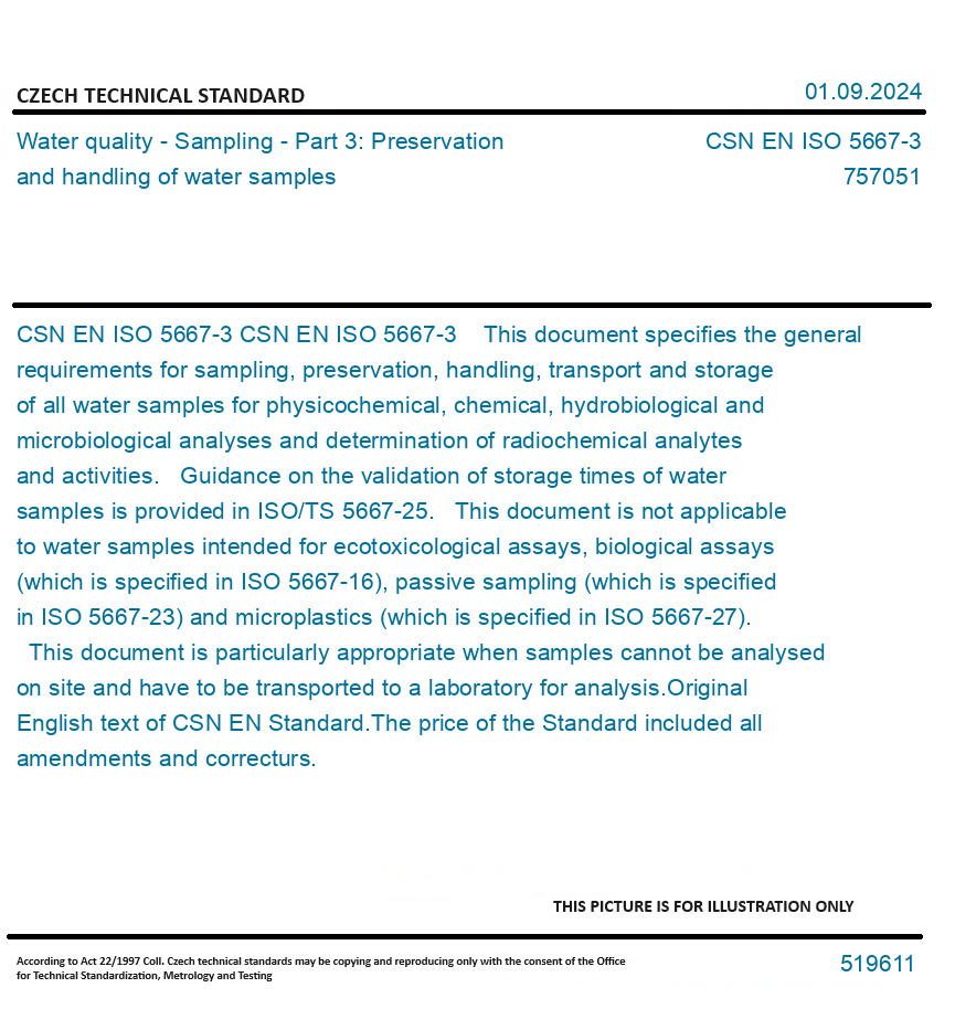 CSN EN ISO 5667-3 - Water quality - Sampling - Part 3: Preservation and ...