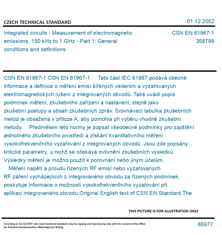 CSN EN 61967-1 - Integrated circuits - Measurement of electromagnetic ...